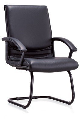 Guangdong office black medium black PU leather staff chair factory supplier