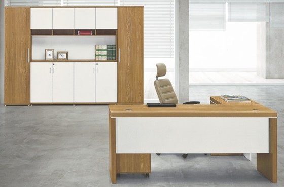 modern wood office manager L type table Foshan furniture in stock supplier
