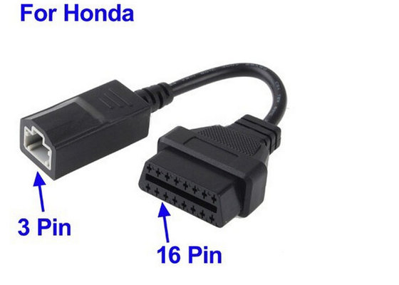 Black OBD Adaptor Car Diagnostic Cable for Honda 3Pin OBD OBD2 Lead Cable