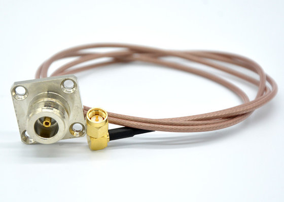 Flange RF Cable Connector Teflon Insulation Material 500 Cycles Durability