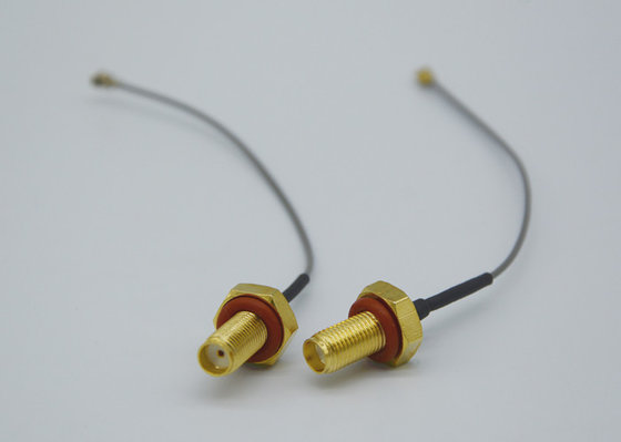 Nickel Plating RF Crimp Connectors 100mm Interface Ufl To Sma Female Right