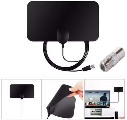 4K Digital TV Antenna , Hdtv Interior Antenna Rectangle Black Film With Amplifier