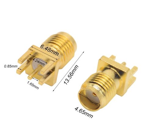 Famale RF Connector SMA 1.6mm Gold Finish Straight Mount Logistics Solution Use