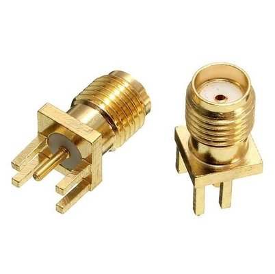 Brass Shell RF Connector , R/A SMA Straight Female PCB Connector