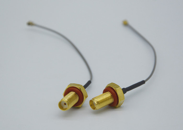 Nickel Plating RF Crimp Connectors 100mm Interface Ufl To Sma Female Right