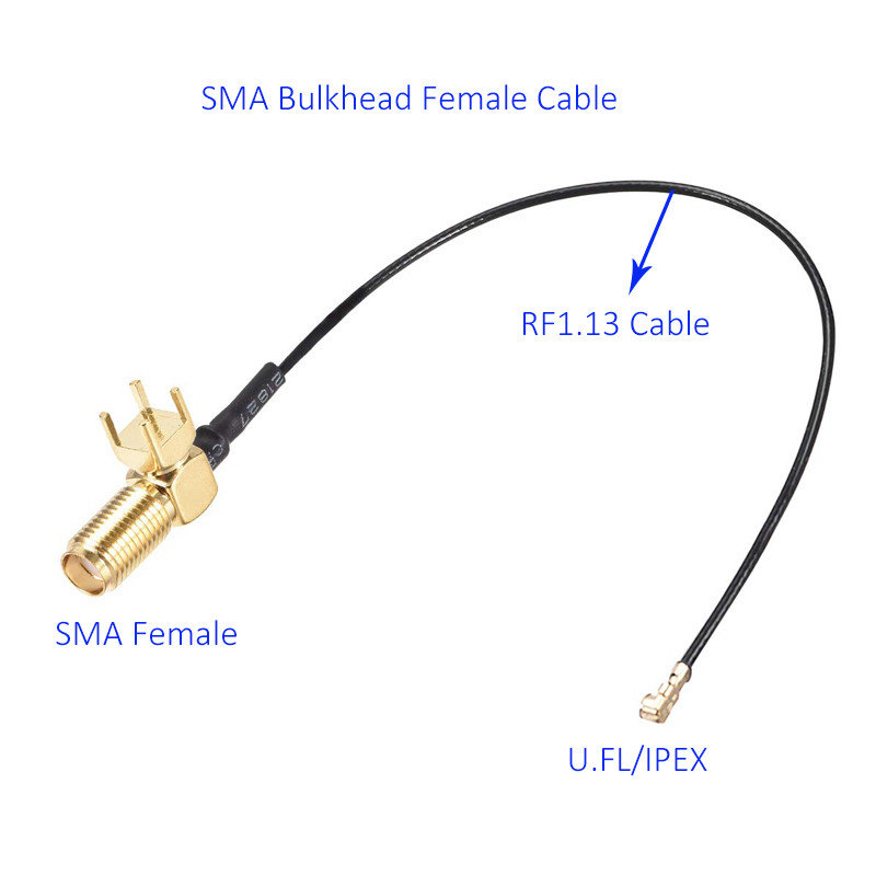 100mm 6GHz 4 Pins RF1.13 Right Angle Pigtail Antenna