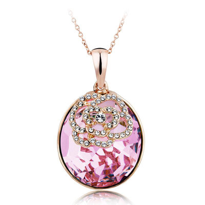Ref No.: 105012 Ocean of Love birthstone necklaces for moms shrieking violet flower jewellery double heart jewelry