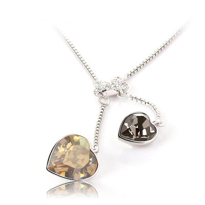 Ref No.: 105025 Cross-Heart cherish  2 heart necklace designer jewellry bridal jewelry sets