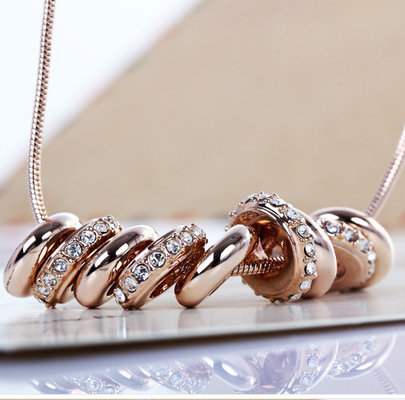 Ref No.: 105075 Rotating dance gold necklace for women jewellery crystal jewelry at wholesale