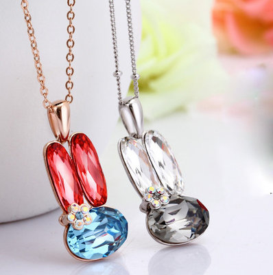 Ref No.: 105055 Charming Crystal Rabbit  jewellery necklaces heart shaped jewelry