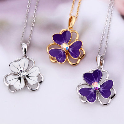 Ref No.: 105050 Violet necklace with flower jewellery for women open hearts collection jewelry