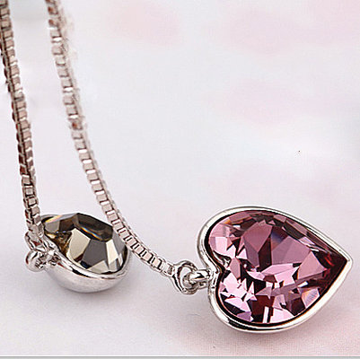 Ref No.: 105025 Cross-Heart cherish  2 heart necklace designer jewellry bridal jewelry sets