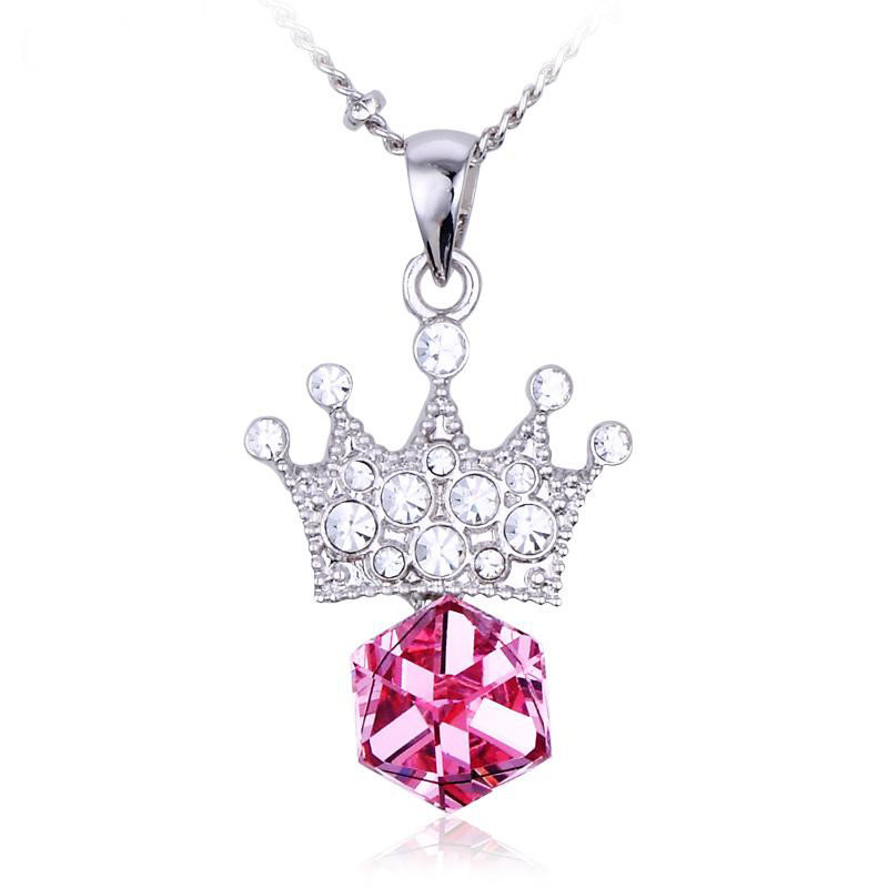 Ref No.: 105019 Magical Crown birthstone pendant necklace april birthstone jewellery daisy flower jewelry