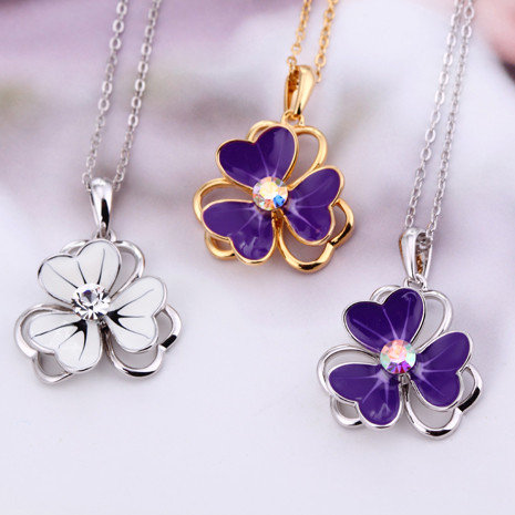 Ref No.: 105050 Violet necklace with flower jewellery for women open hearts collection jewelry
