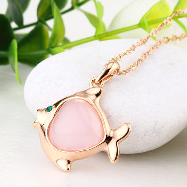 Ref No.: 106009 Bubble Fish gold necklace with heart jewellery collection jewelry company