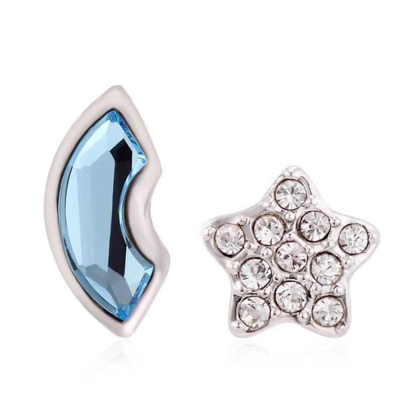406012 Star Moon Aquamarine earrings jewelry makers wholesale imitation jewellery suppliers online jewel shopping