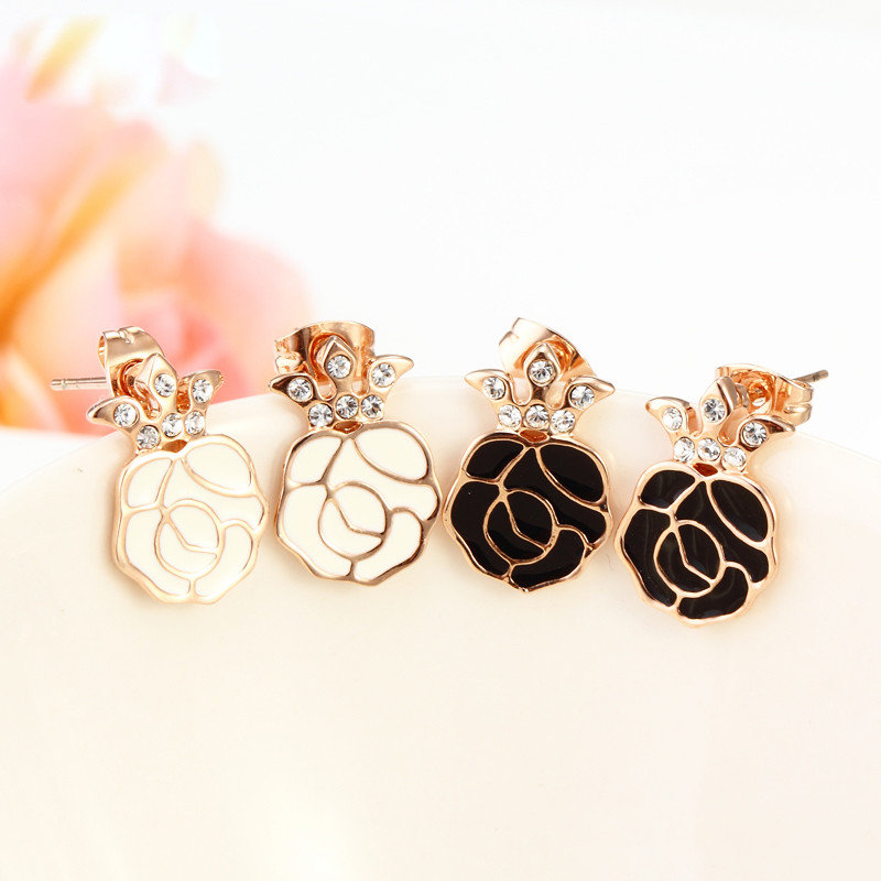 406035 Jet rose love earings plated gold earrings melbourne friendship jewellery australia online store jewelry shop