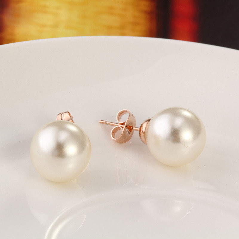 Ref No.: 406050 Elegant pearl 1.2cm small pearl earrings gold designer jewellery caribbean jewelry