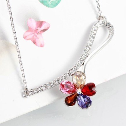 140208 Multicolored lotus floral necklace jewelry for musicians wholesale jewellery business jewellers australia online
