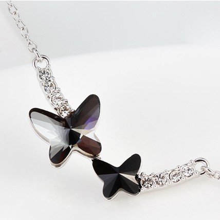 Ref No.: 140213 Dual Butterfly attaching Necklace crystals jewellery wholesale fashion jewelry distributors