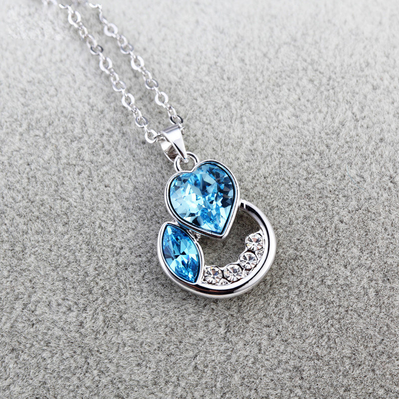 Ref No.: 140224 Crescent Bay double hearts necklace wholesale jewellery online wholesale bridal jewelry