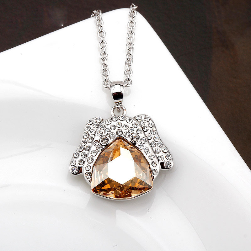 140305 Beagle puppy champagne choker necklaces buy animal jewelry-november birthstone gifts-ladies fashion jewellery