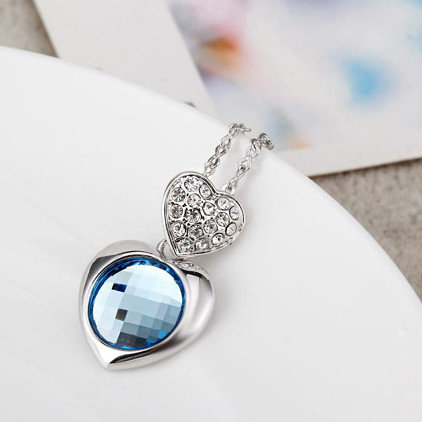 Ref No.: 140310 Dual heart heart within a heart necklace online shopping in jewellery wholesale jewelry factory