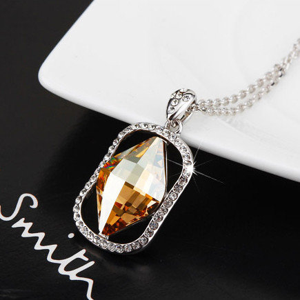 140318 Shallow honey cubic love fashion necklace wholesale-jewellery costume jewelry factory white gold amethyst