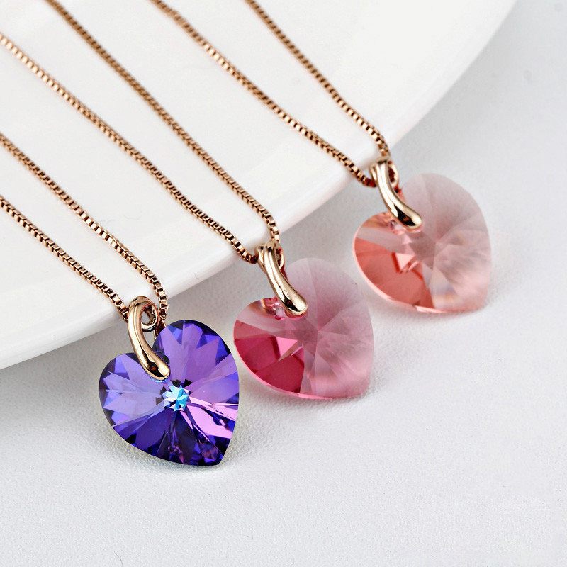 Ref No.:140706 Colorful heart  heart pendant necklace gold plated online imitation jewellery  wholesale urban costume je