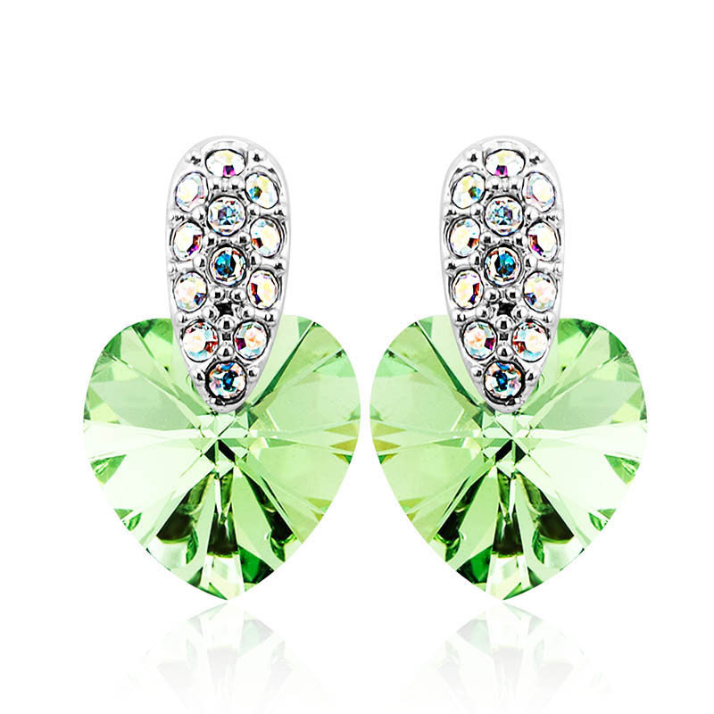 440804 Elegant heart Peridot Earrings-gemstone wholesale jewelry-february birthstone jewellery for european jewellers