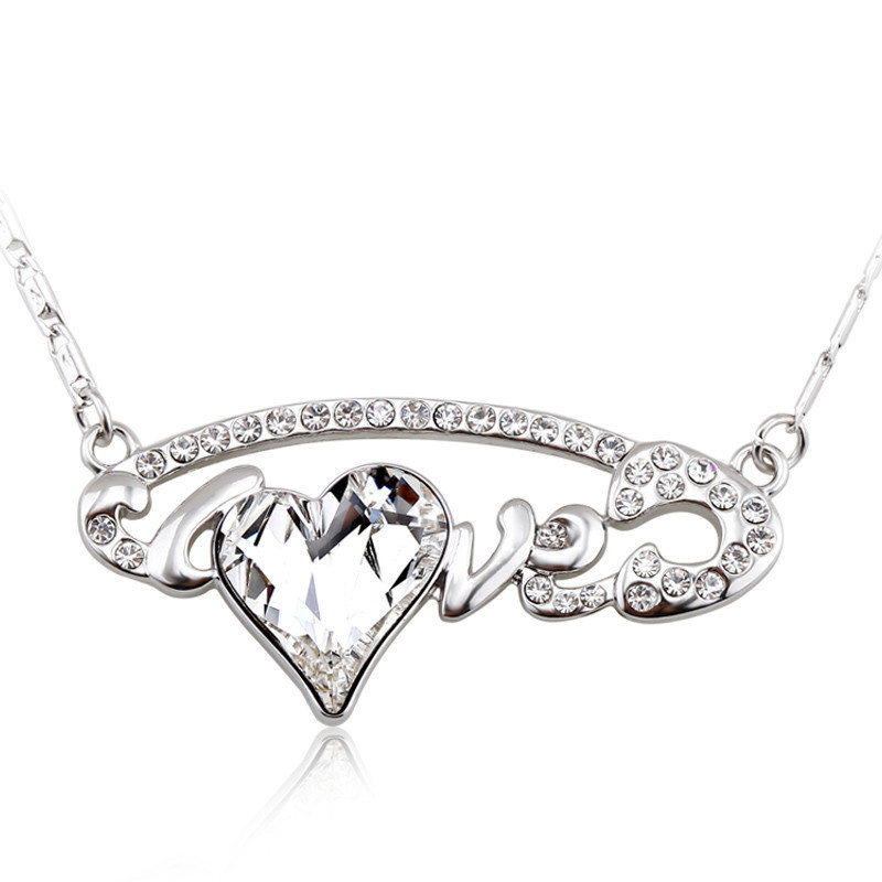 Ref No.: 141026 Only Love Declaration gemstone heart necklace shop online jewellery fashion bella jewelry wholesale