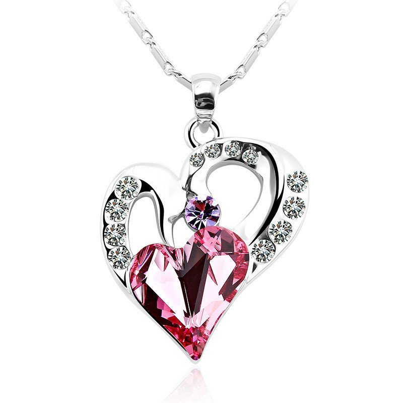 Ref No.:141027 Twin Swan open heart necklace artificial jewellery online shopping fashion jewelry deutschland