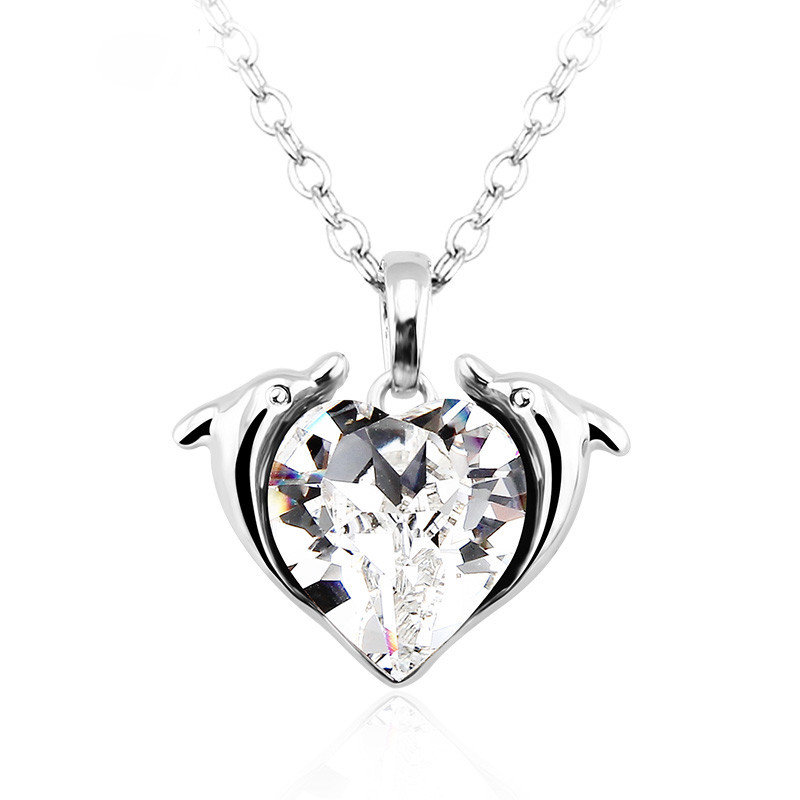 Ref No.: 141034 Dolphins Heart Love small heart necklace cosmetic jewellery online fashion jewelry wholesale