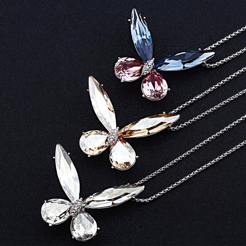 Ref No.: 841001 Fiber, such as blue butterfly long necklaces rose flower jewellery neoclassical jewelry
