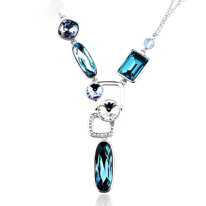 Ref No.: 841008 Color blue beads long necklaces love 925 jewellery obsidian jewelry