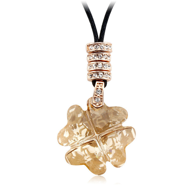 Ref No.:841009 Champagne Clover long necklaces personalised birthstone jewellery october birthstone jewelry