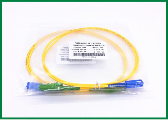 PVC Jacket E2000 Sc Fiber Optic Patch Cord Single Mode Patch Cord