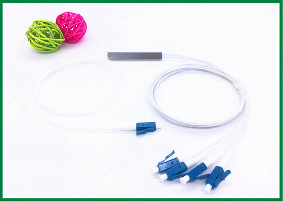 Fiber Optic PLC Splitter 1x4  mini Steel Tube with LC / UPC connector FTTH