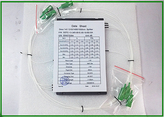 Single mode Fiber Optic FBT Splitter Coupler 1x3 for connector SA