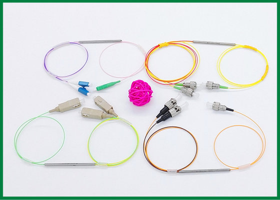 Professional Mini Single Mode Fiber Coupling , 1x2 Steel Tube Optical Fiber Splitter