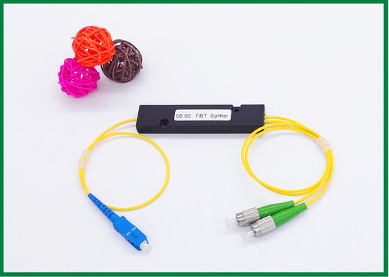 1x2 50/50 Single Mode Fiber Coupler , ABS BOX Optical Splitter 1270nm - 1610nm