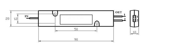 1x2 50/50 Single Mode Fiber Coupler , ABS BOX Optical Splitter 1270nm - 1610nm