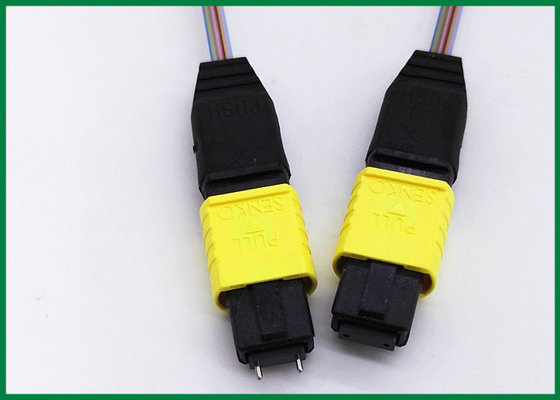 MPO 12 Ribbon Optical Fiber Patch Cord , Multimode Elite Low Loss Jumper Cable