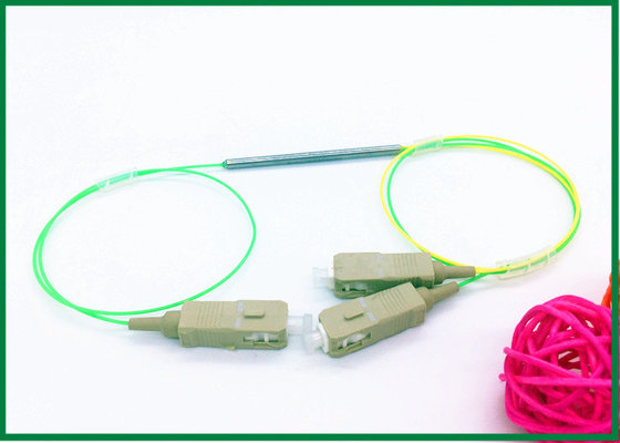 Single Window Bare Fiber 1x2 Multimode Fiber Optic Coupling 850nm Wavelength
