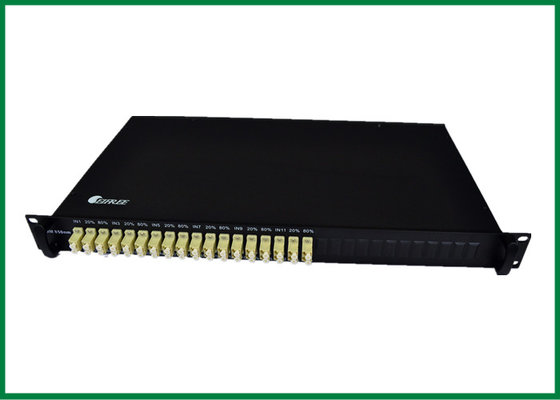 19" 1U Rack Mount Multimode Fiber Coupler , LC / UPC Duplex Fibre Optic Splitter