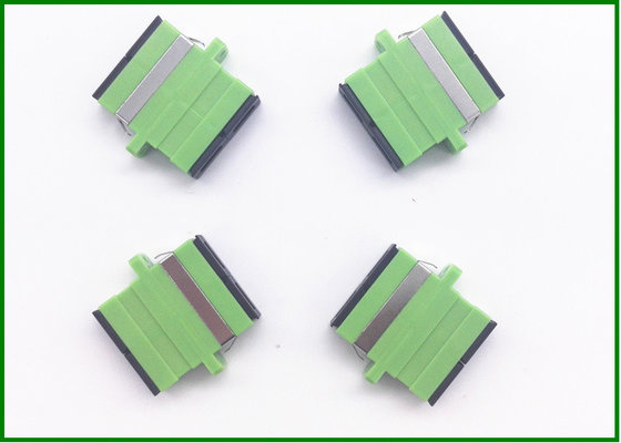 Green SC Fiber Optic Connector Adapters / Optical Fiber Adapter Single Mode