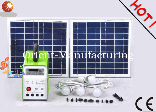 portable solar generator solar energy system integrated radio functions FM/AM radio, USB