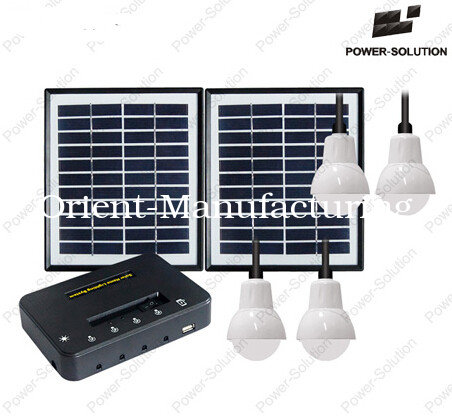 Portable Solar System with 3 LED  Lamps and Mobile Phone Charging