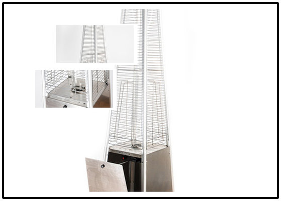 Deluxe Gas Flame Patio Heater , Square Natural Gas Outdoor Heater Glass Tube