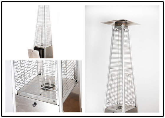 Tall Quartz Glass Tube Patio Heater , Powder Coated / Stainless Steel Gas Patio Heater